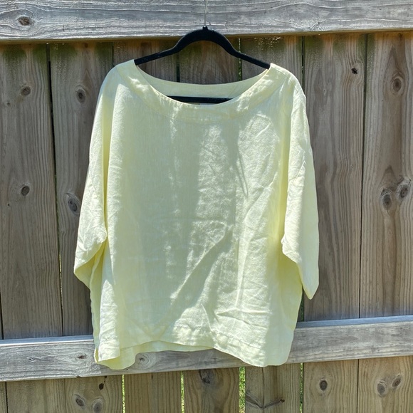 Pure Jill | Tops | Pure Jill Linen Yellow Peasant Cottagecore Blouse ...